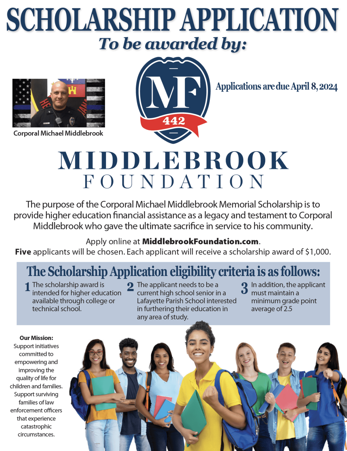 Corporal Michael Middlebrook Memorial Scholarship - The Middlebrook ...